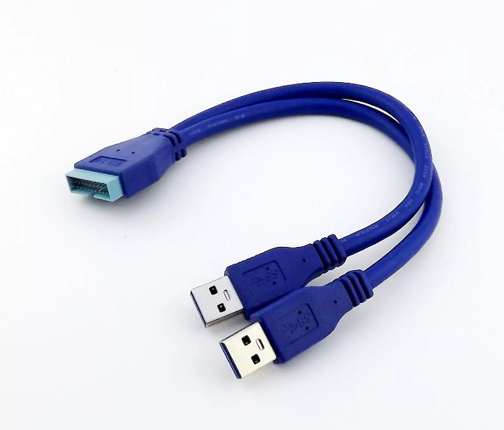 2 Ports USB 3.0 Type A Male to 20 Pin Male Header Motherboard Adapter ...