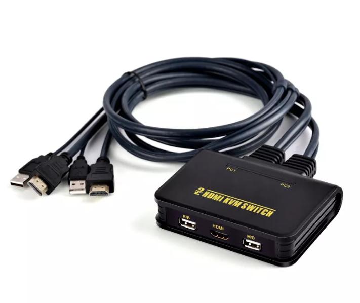 Dual Port HDMI-compatible KVM USB Switch Switcher Cable For 2 Monitor ...