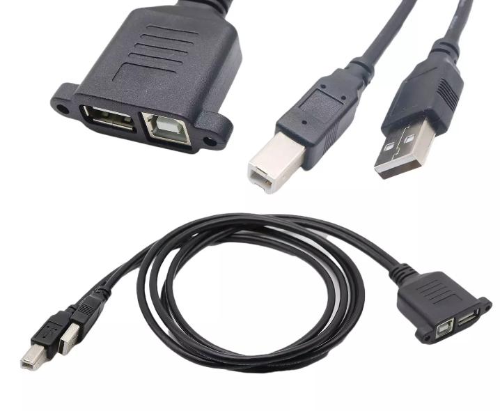 USB 2.0 Type A USB B Male to Female Screw Panel Mount Printer Data Ada ...