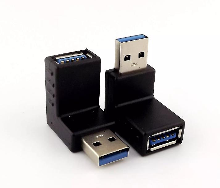 USB 3.0 A Male Plug 90 Degree Up Angled To A Female Extension Adapter ...