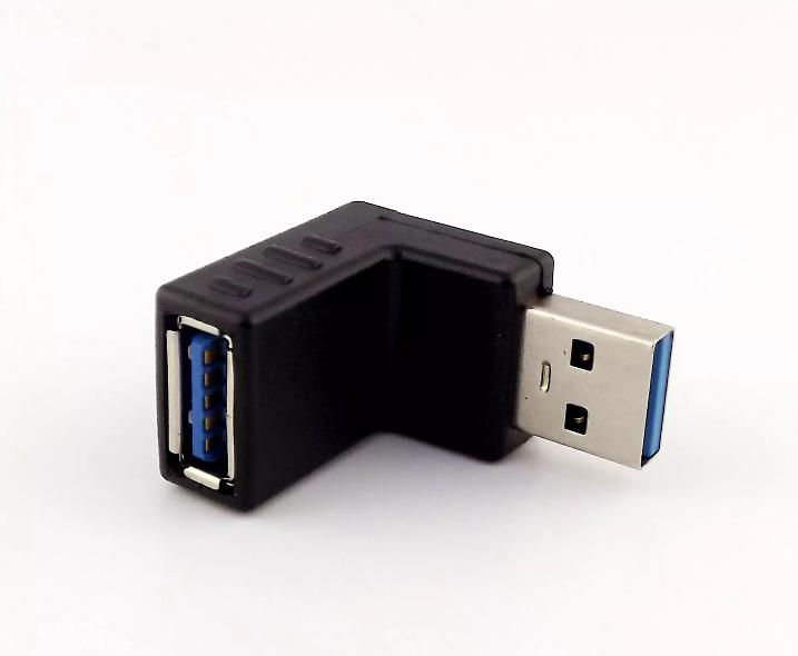 USB 3.0 A Male Plug 90 Degree Up Angled To A Female Extension Adapter ...