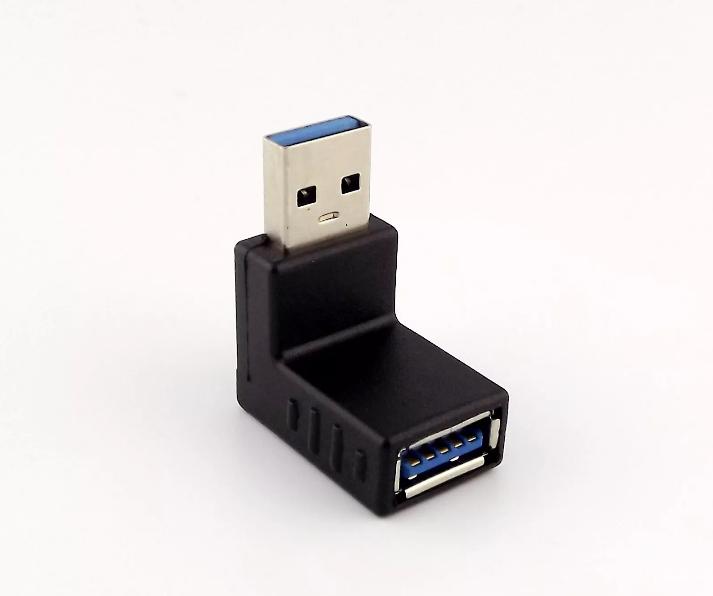 USB 3.0 A Male Plug 90 Degree Up Angled To A Female Extension Adapter ...